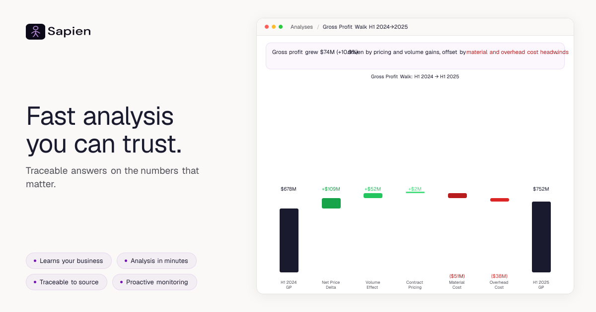 Variance Analysis Software | AI-Powered Analysis for Finance Teams | Sapien